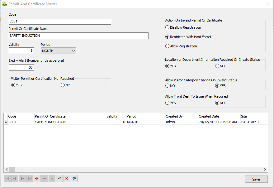 Permit And Certificate Master